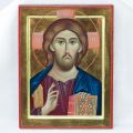 Church Banner (Khorugv) with Embroidered Icon of Christ from Black Velvet