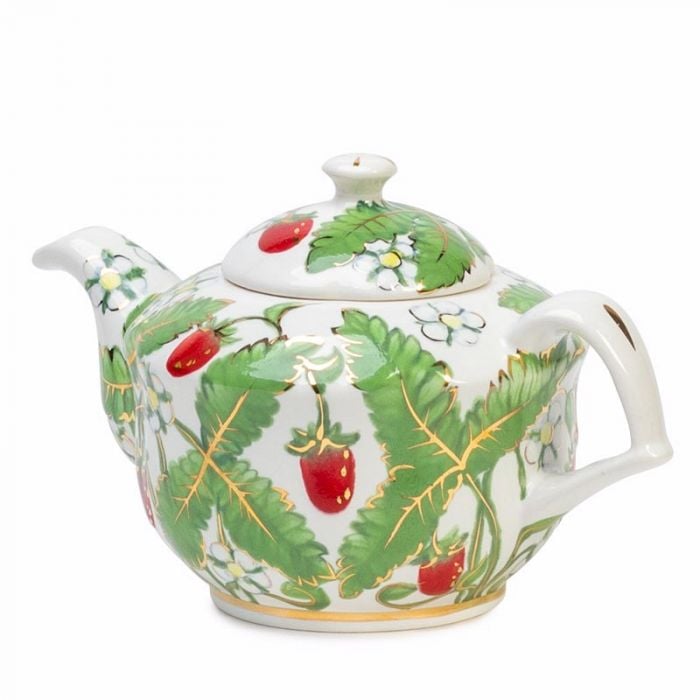 Hand-Painted Strawberry Ceramic Teapot | 280ml Artisanal Pot