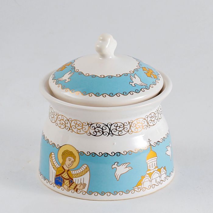 Ceramic Prosphora Box with St. Sergius Icon