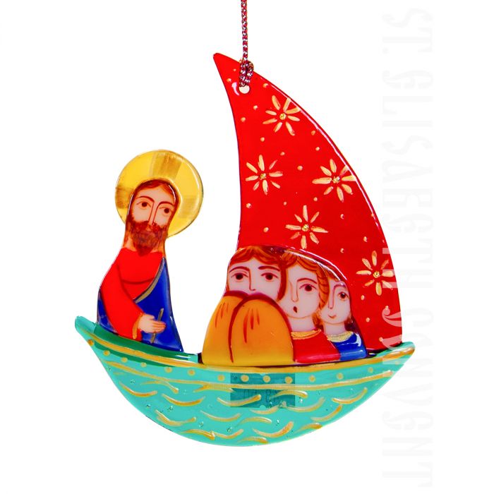 Glass Pendant Boat with Jesus Buy