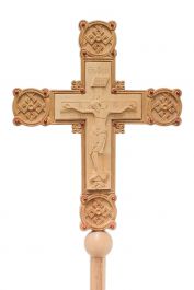 Processional Carved Cross with Semi-precious Stones
