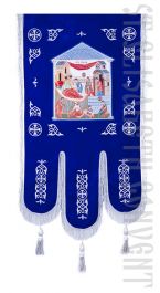 Blue Velvet Khorugv with Embroidered Icon SH110136 Orthodox Church ...